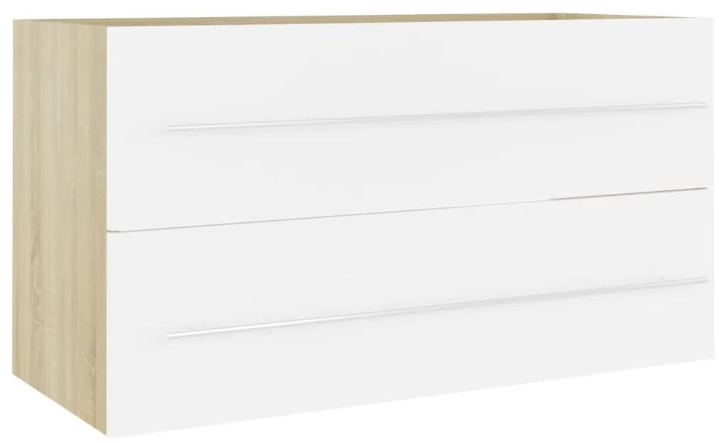 vidaXL 2dílný set koupelnového nábytku bílý a dub sonoma dřevotříska