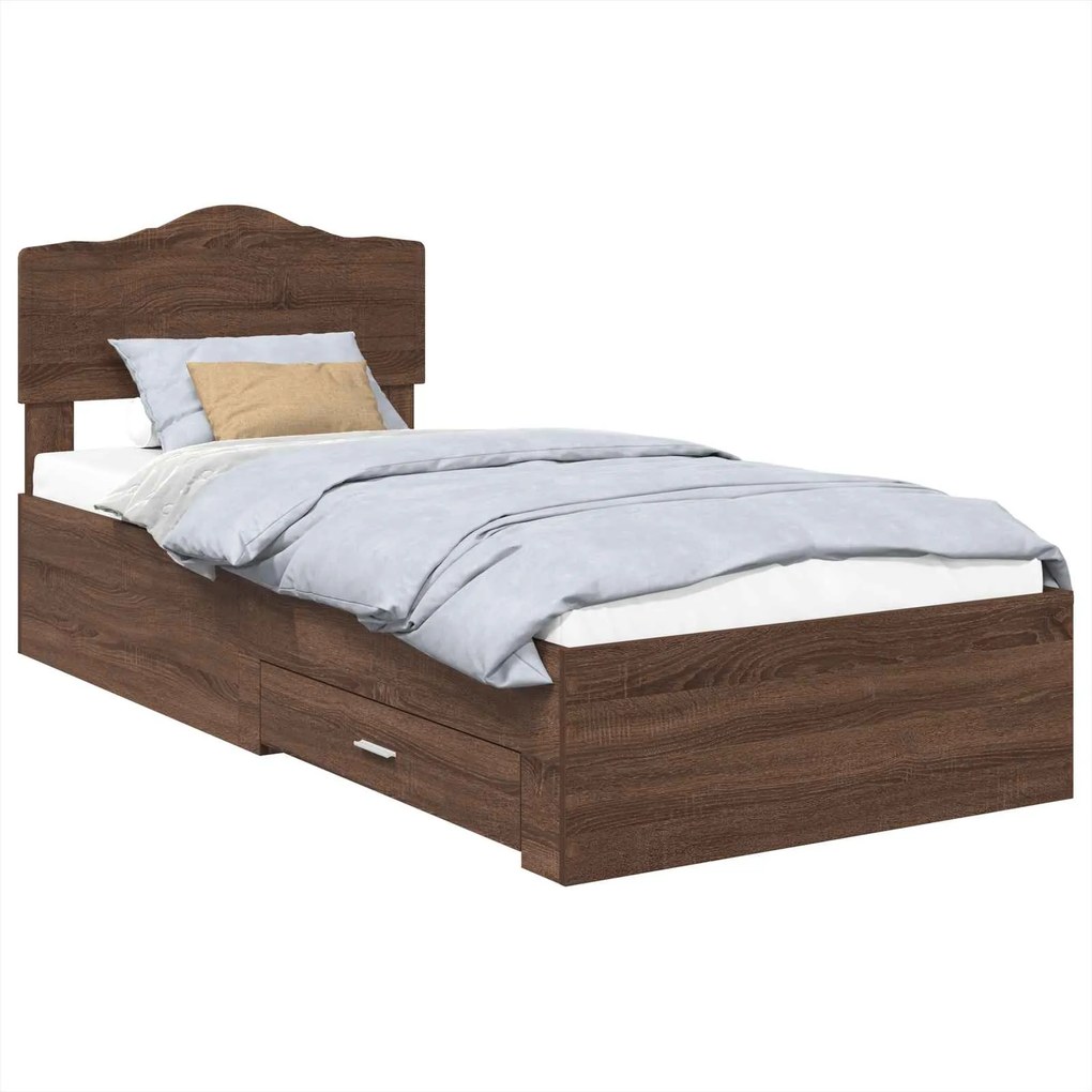 Rám postele se zásuvkou Hnědý dub 70 x 190 cm Kompozitní dřevo 3413262