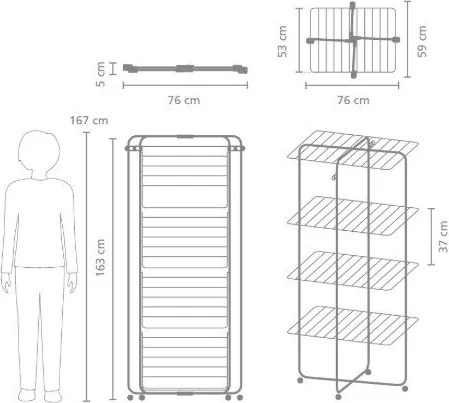 Bílý sušák na prádlo 30 m HangOn Tower – Brabantia
