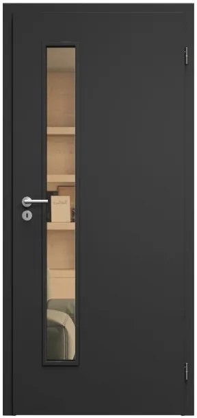 SAPELI ELEGANT KOMFORT M60 - CPL LAMINÁT - OTOČNÉ DVEŘE VČ. ZÁRUBNĚ - Černá grafit Průchozí šířka (cm): 80, Průchozí výška (cm): 197, Typ skla: Satináto bílé