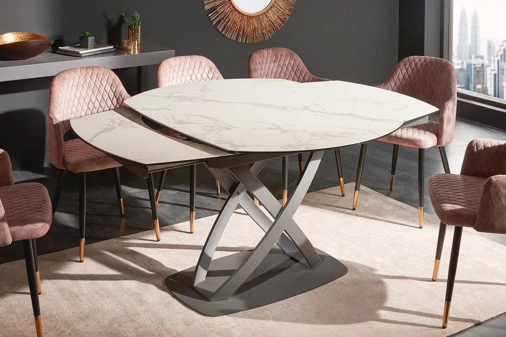 Roztahovací jídelní stůl Rafiqa 130-190 cm bílý