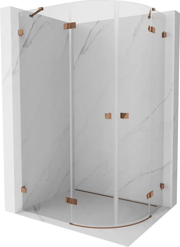 Mexen Lunar, půlkruhový sprchový kout výklopný doleva 80 x 70 cm, 8mm čiré sklo, profil růžové zlato, 833-080L-070P-60-00
