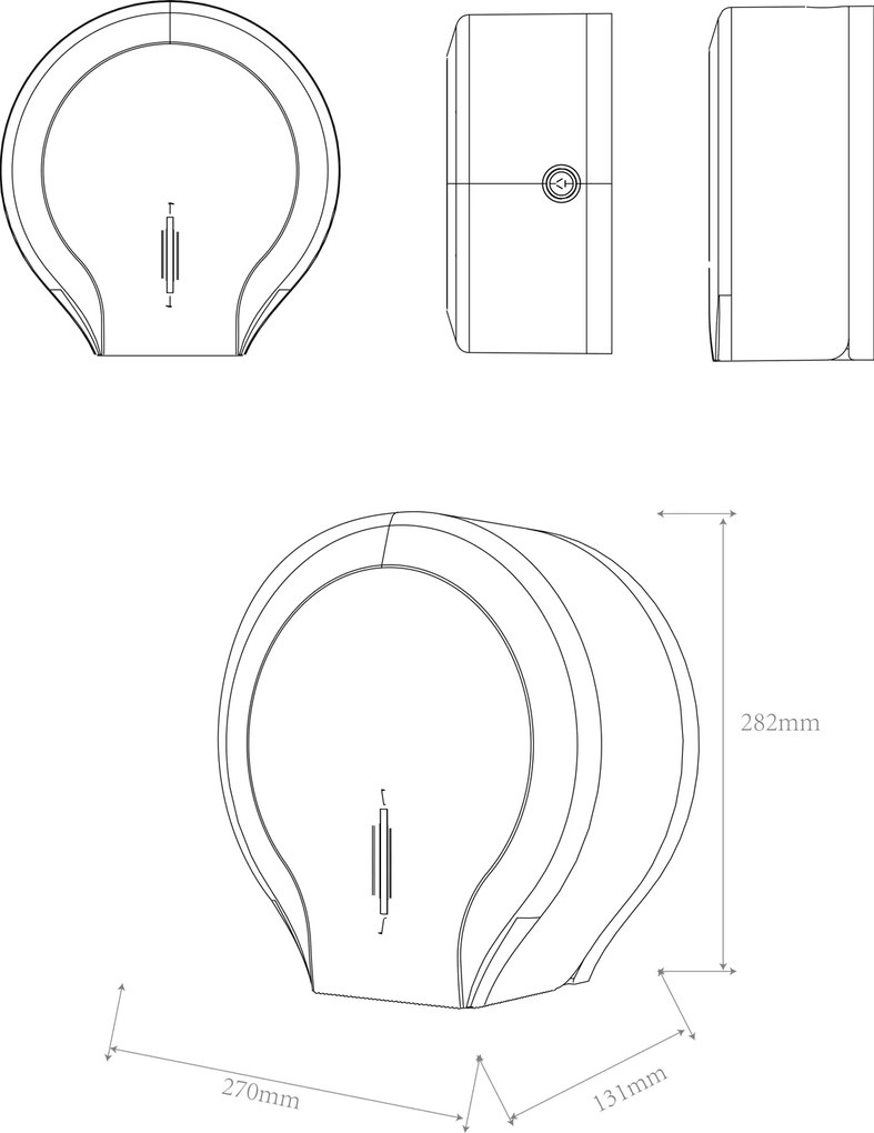 Aqualine Aqualine, OLMO zásobník na toaletní papír do průměru Max. 26cm, 265x280x130mm, ABS bílá, 1318-48
