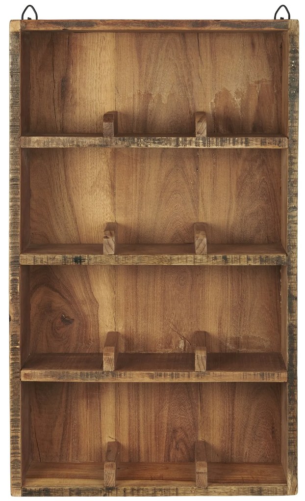 Ib Laursen Nástěnná police 12 Rooms Recycled Wood, hnědá barva, přírodní barva, dřevo