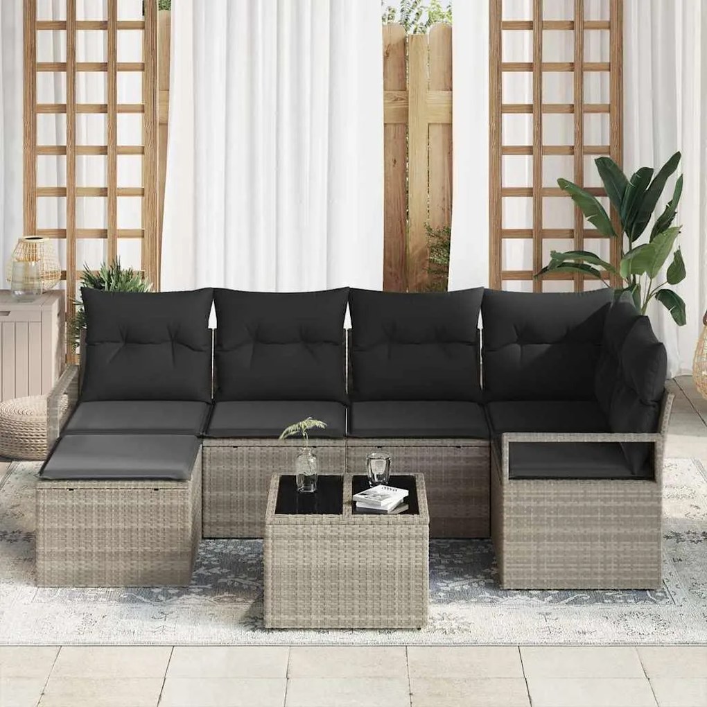 Set pohovek 7 ks Světle šedá polyratan 3346462