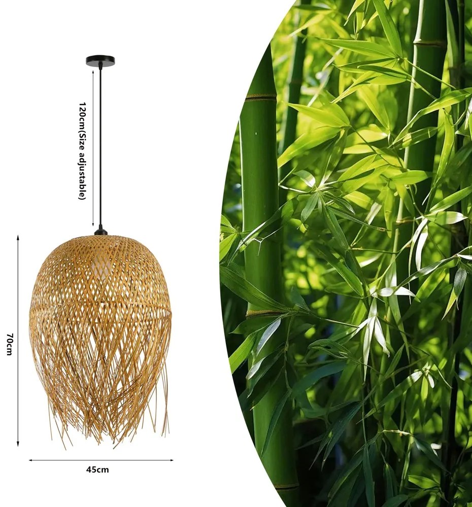 Immax BOHO HILO designové závěsné svítidlo, D45cm. E27, bambus