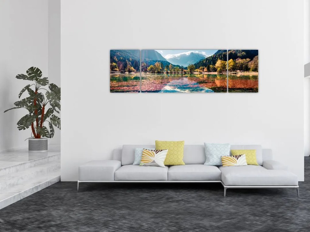 Obraz - Jezero Jasna, Gozd Martuljek, Julské Alpy, Slovinsko (170x50 cm)