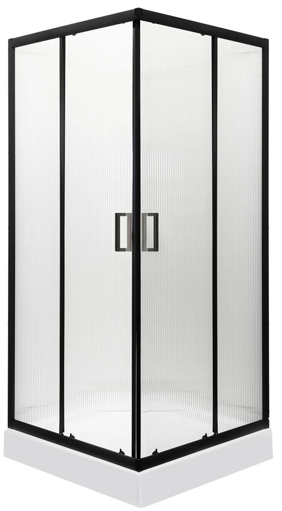 Novoterm Čtvercový sprchový kout NV-Soho 80x80 černá/ornamentní sklo - bez vaničky