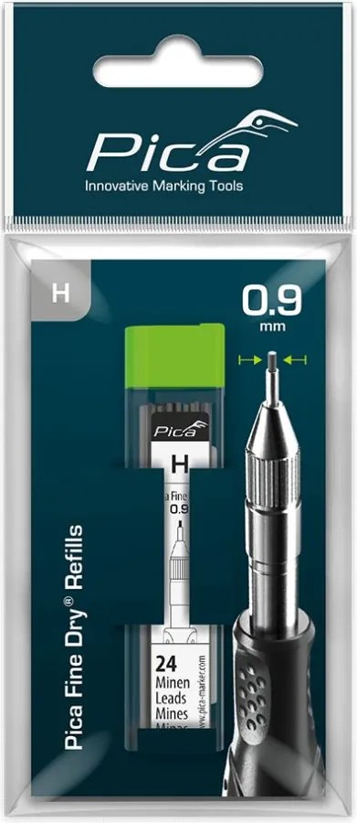 Pica Marker Pica | Náhradní tuhy 0,9 mm na dřevo tvrdost " H " pro mikrotužku