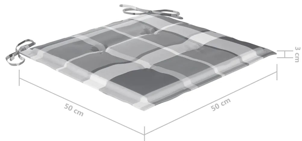 vidaXL Marketos Houpací křeslo s šedou károvanou poduškou masivní teak