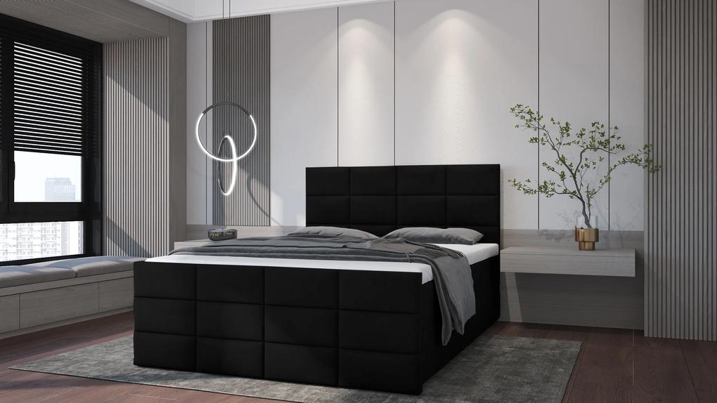 SFAB Kontinentální čalouněná postel POSITANO (180x200 cm) Látka Velutto: Velutto 20 - Černá
