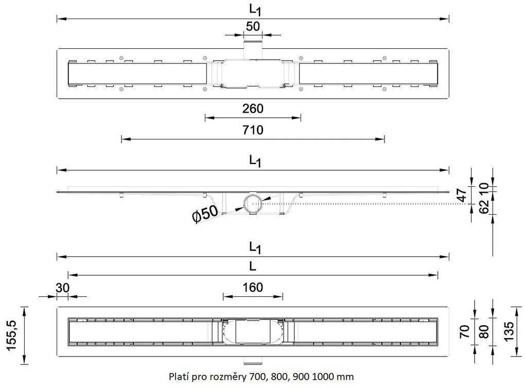 HOPA Odtokový žlab STANDARDline MEDIUM Rozměr A - 100 cm, Varianta roštu - Medium - OLPZLABST99