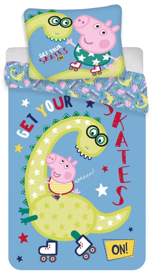 Jerry Fabrics Dětské bavlněné povlečení – Peppa Pig "Dino" 140x200/70x90cm