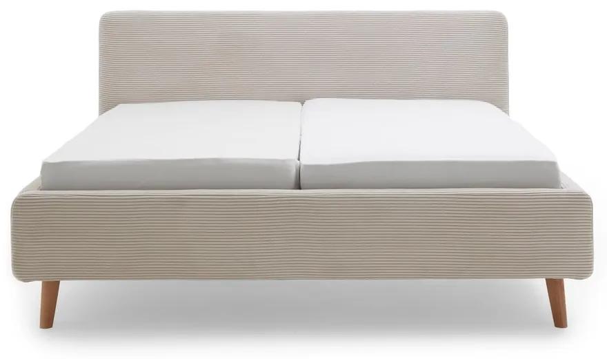 Béžová čalouněná dvoulůžková postel s úložným prostorem s roštem 140x200 cm Mattis Cord – Meise Möbel