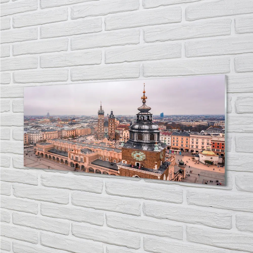 akrylový obraz Krakov Panorama zimních kostelů 120x60 cm