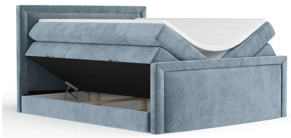 Modrá boxspring postel s úložným prostorem 140x200 cm Lavenda – Maison de Rêve