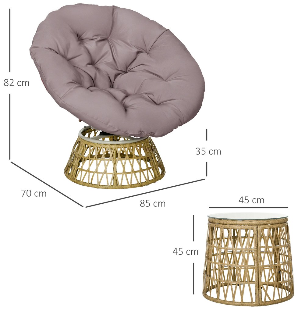 Zahradní nábytek Outsunny 3-dílná bistro souprava s konferenčním stolkem a 2 židlemi, zahradní sedací souprava s polštáři, balkonový nábytek na teras…