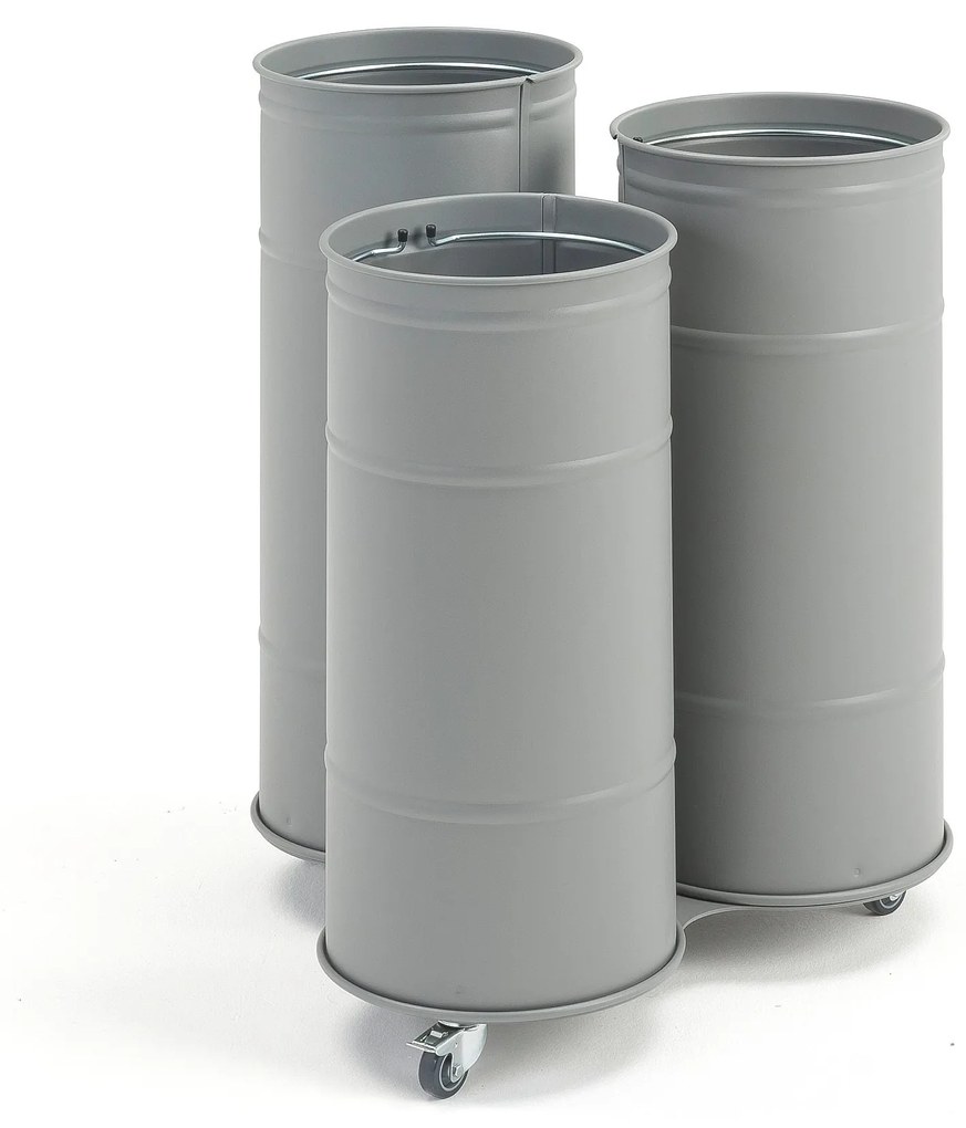 AJ Produkty Odpadkový koš BROOKLYN, 3 nádoby, Ø 680x830 mm, šedý