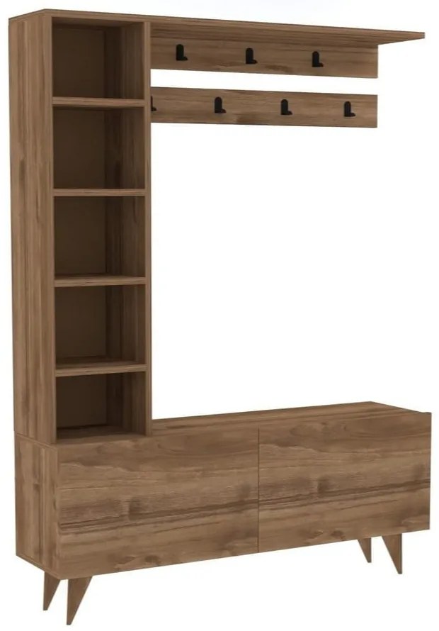 Předsíňová sestava v dekoru ořechu v přírodní barvě Hale – Kalune Design