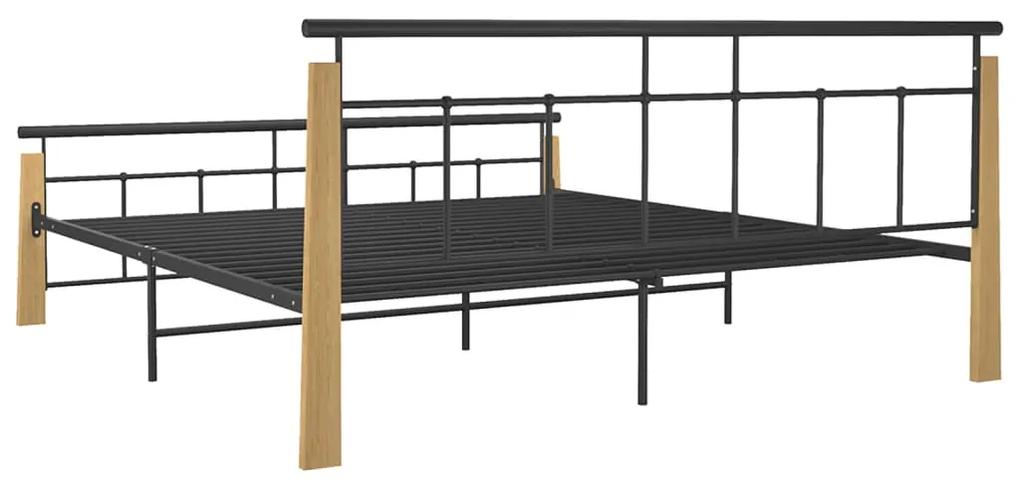 Rám postele kov a masivní dubové dřevo 180 x 200 cm,  324902