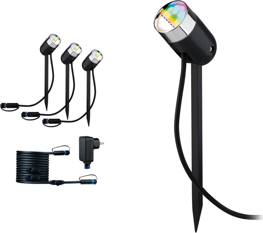P 5183 Plug & Shine startovací sada Smart Home smik Gateway + LED bodové zahradní světlo Pike základní sada RGBW+ - PAULMANN