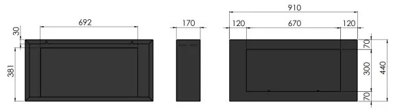 InFire - Nástěnný BIO krb 44x91 cm 3kW černá
