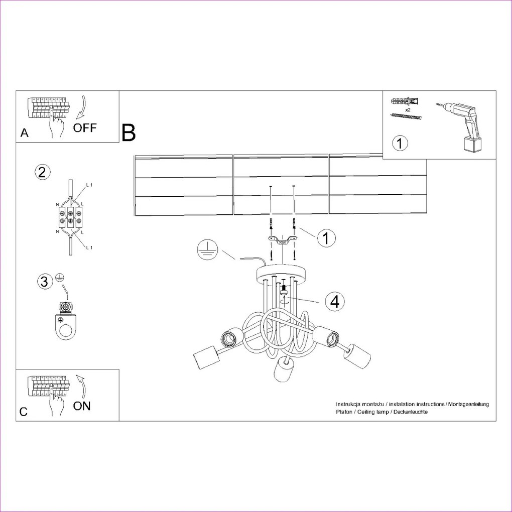 Stropní svítidlo Ember 5, dřevěné tělo svítidla, b