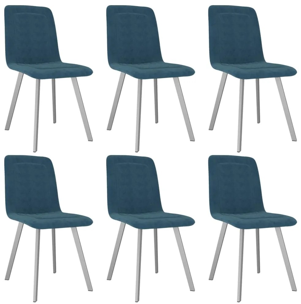 279438 vidaXL Jídelní židle 6 ks modré samet