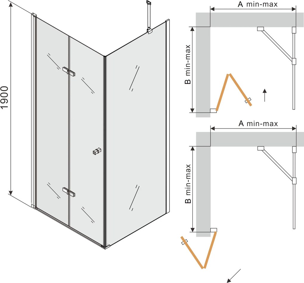 Sprchový kout MEXEN LIMA - 80x70 cm