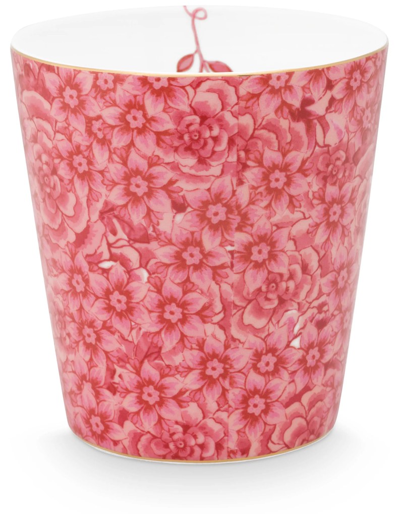 Pip Studio Royal Flower hrnek bez ucha 270ml, růžový (hrnek bez ucha z tenkostěnného porcelánu)