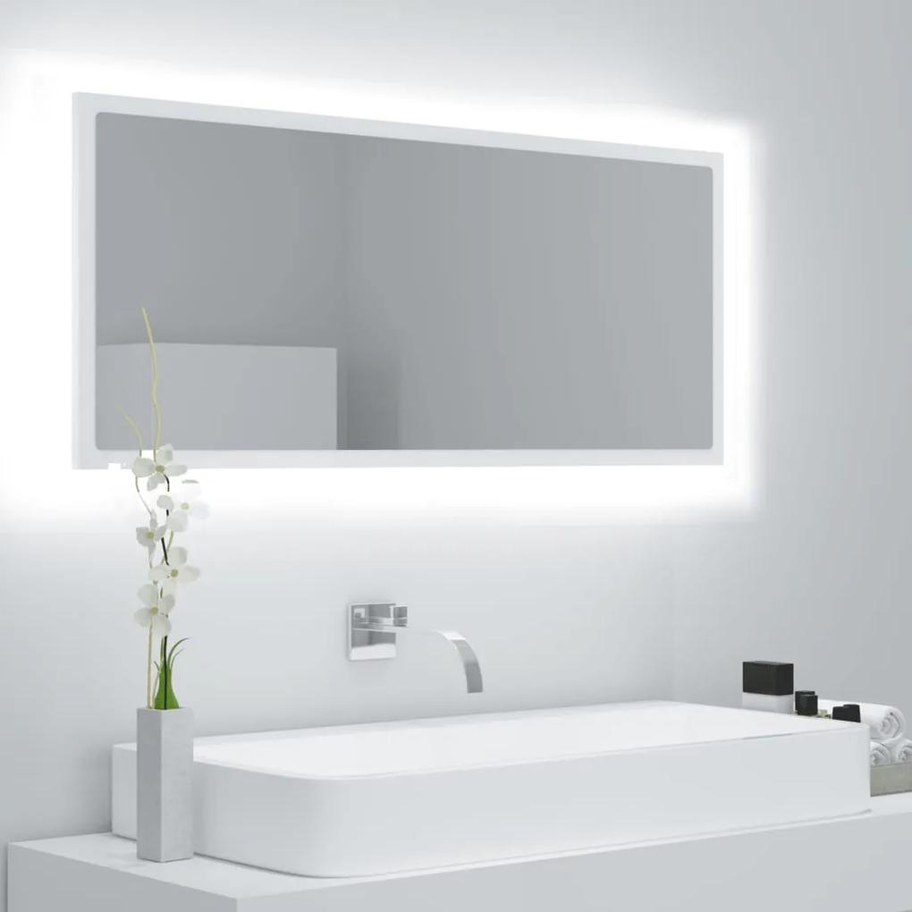 804940 vidaXL LED koupelnové zrcadlo bílé 100 x 8,5 x 37 cm dřevotříska