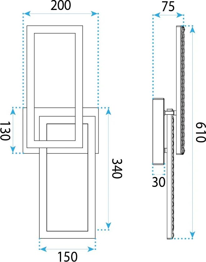 Toolight Toolight, stropní LED svítilna 610x200 mm, 12W, 4000K, 1000lm, černá matná, G155-C, OSW-06409