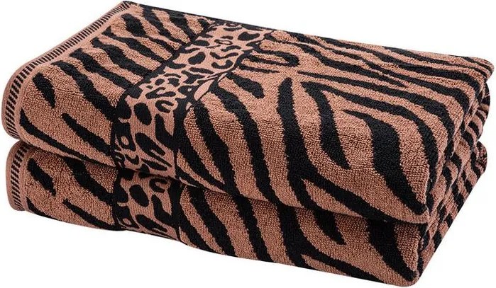 Sada 2 ks žakárových osušek ZEBRA hnědá 70 x 140 cm