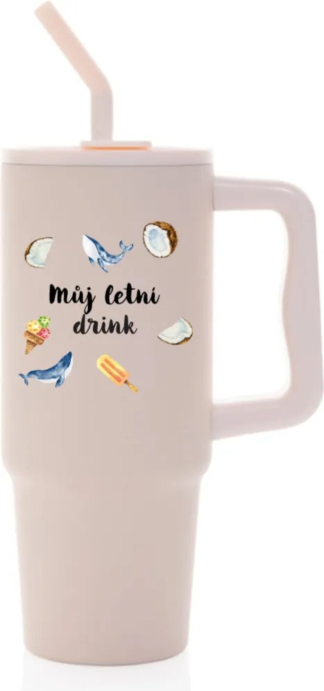 Personalizovaná nerezová termoska s barevným víčkem s letním mixem