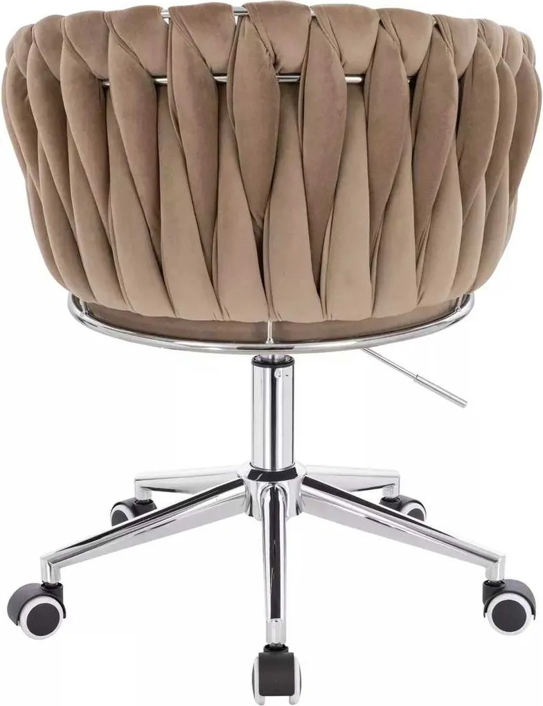 LuxuryForm DESIGN Otočná židle NORDEN VELUR na stříbrné podstavě s kolečky - latte