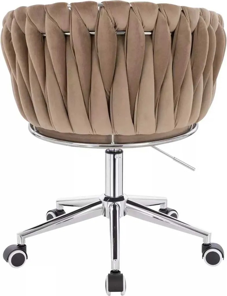 LuxuryForm DESIGN Židle NORDEN VELUR na stříbrné podstavě s kolečky - latte