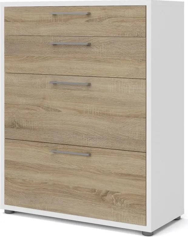 Skříň Modulo 89 x 40 x 113 cm, zásuvky, bílá / dub sonoma