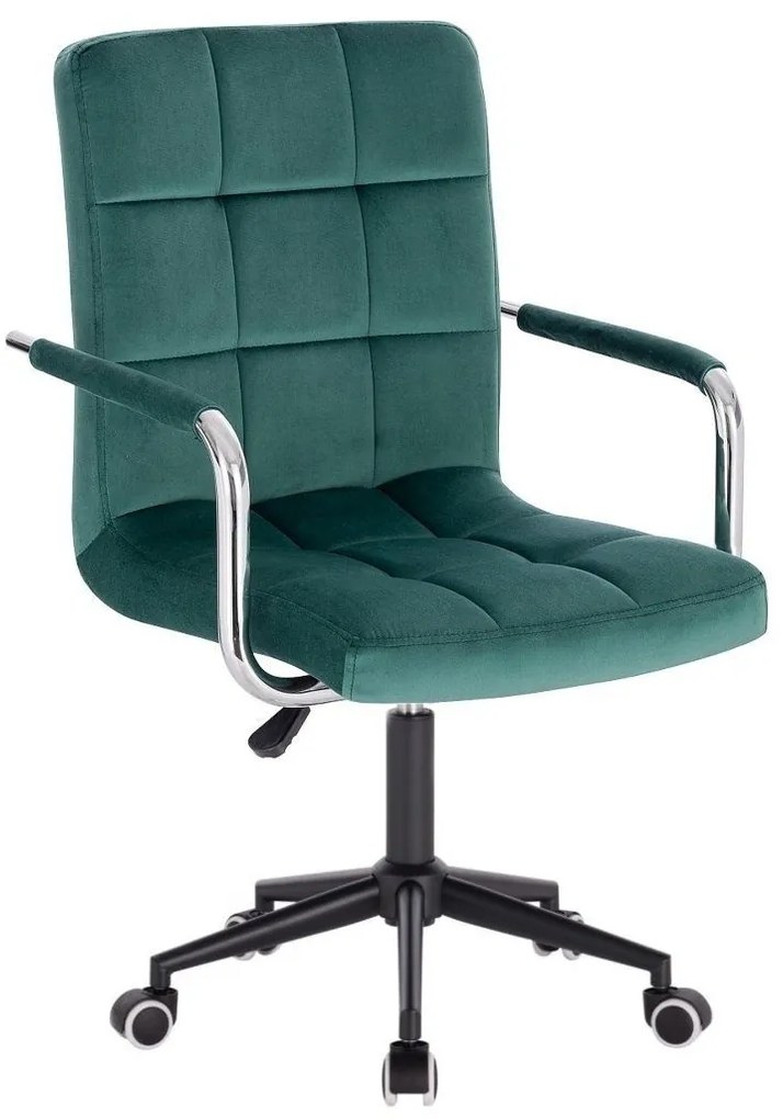 LuxuryForm DESIGN Otočná židle VERONA VELUR na černé podstavě s kolečky - zelená