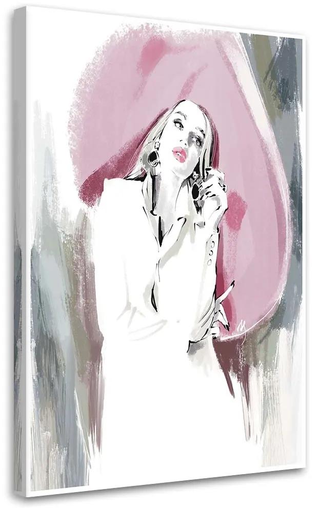 Gario Obraz na plátně Žena v růžovém klobouku - Irina Sadykova Rozměry: 40 x 60 cm