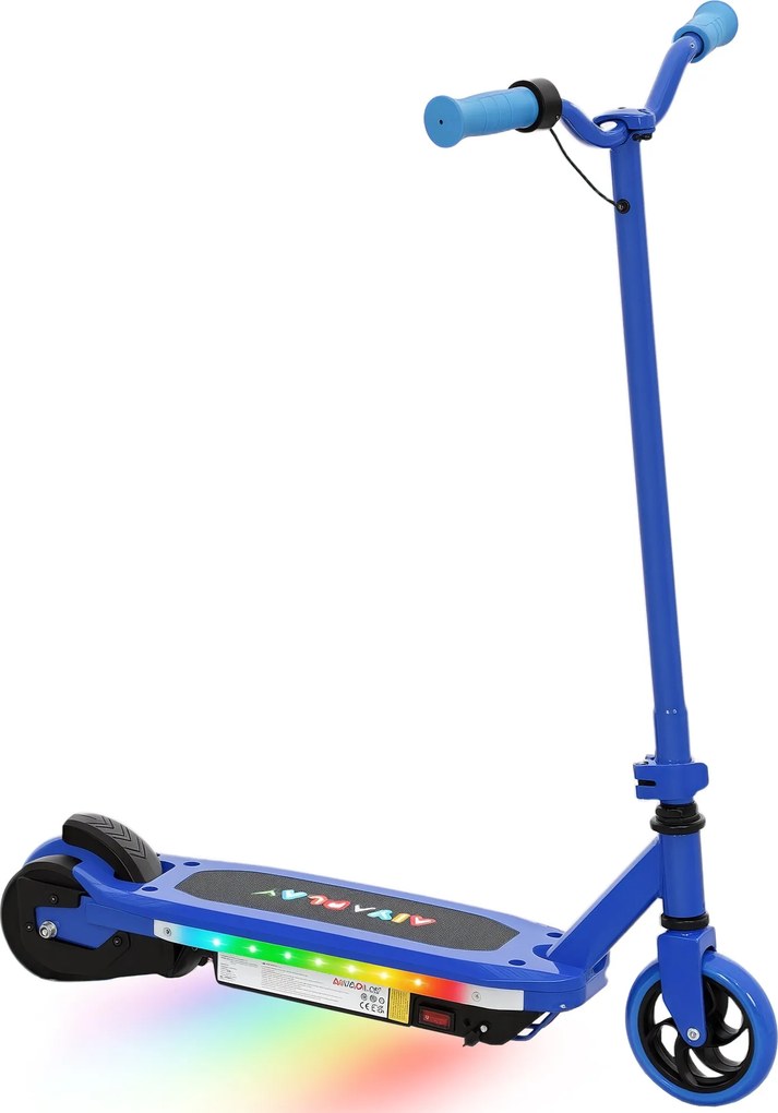 Elektrická koloběžka AIYAPLAY pro děti 6-14 let, max. 10 km/h, 80 W motor, maximální dojezd 8 km, koloběžka pro děti s LED světly a zadní brzdou, modr