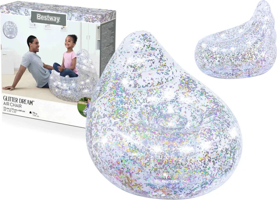 Nafukovací křeslo třpytivé 72 x 72 x 64 cm Bestway 75105