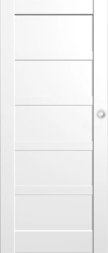 posuvné interiérové dveře do pouzdra BRAGA plné, model 1 Průchozí rozměr: 70 x 197 cm, Orientace dveří: Levé dveře, Dekor: Bílá