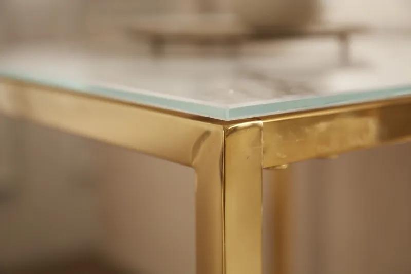 Noble Home 2 dílný set zlatých hranatých odkládacích stolků Elegance