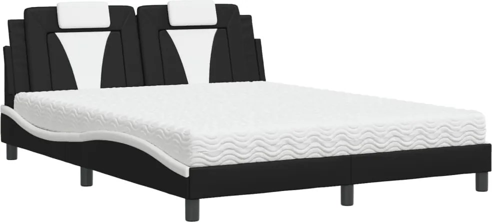 Postel Viana s matrací černá a bílá 160 x 200 cm umělá kůže 3208808