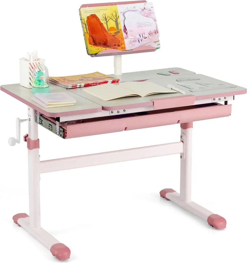 Costway Dětský stůl 51-73 cm výškově nastavitelný s naklápěcí deskou stolu