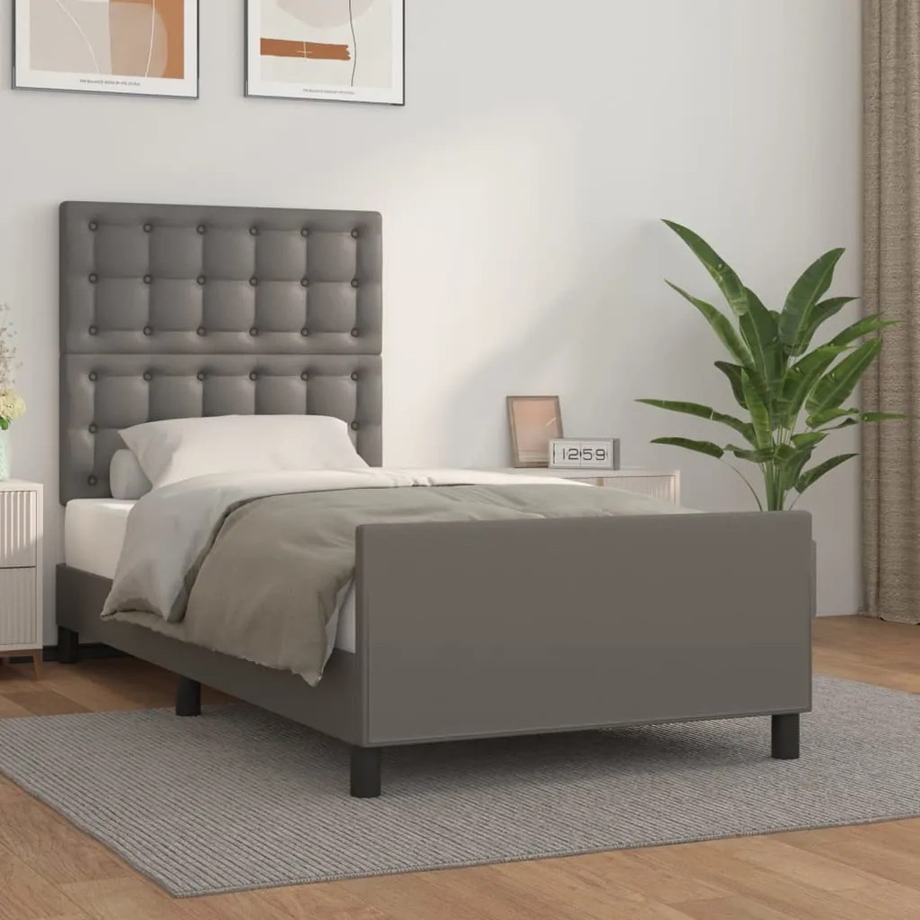 Rám postele s čelem šedý 90x200 cm umělá kůže 3125553