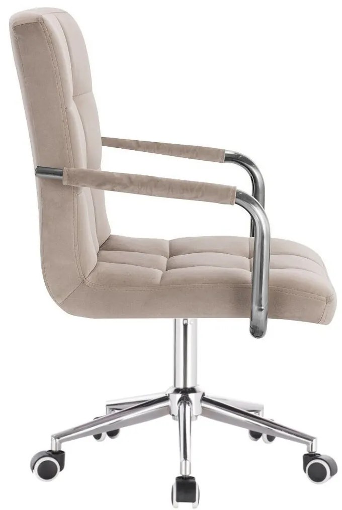 LuxuryForm DESIGN Otočná židle VERONA VELUR na stříbrné podstavě s kolečky - latte