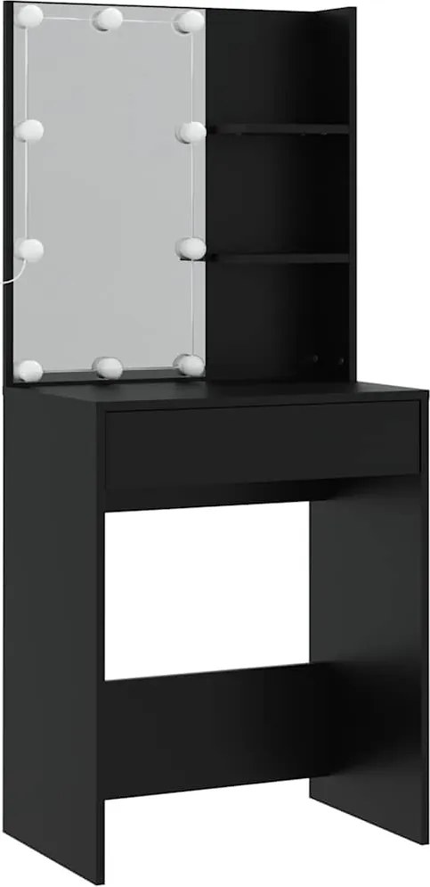 Set toaletního stolku s LED černý kompozitní dřevo 3114132
