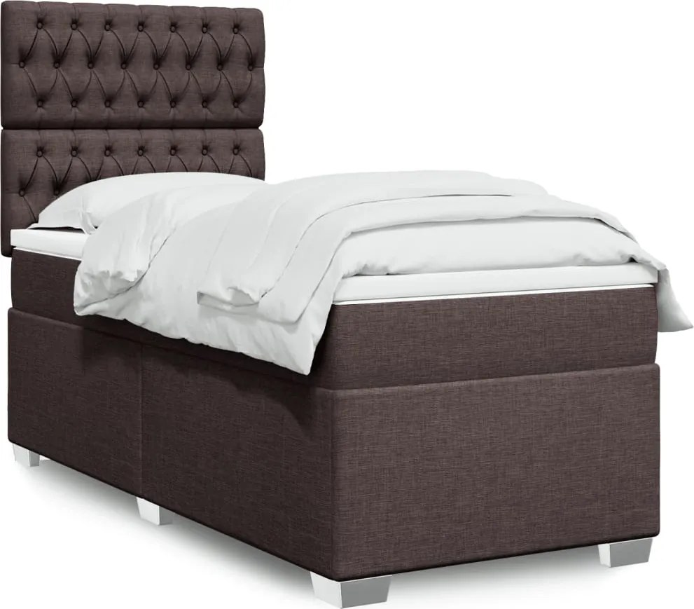Box spring postel s matrací tmavě hnědá 90x190 cm textil 3290353