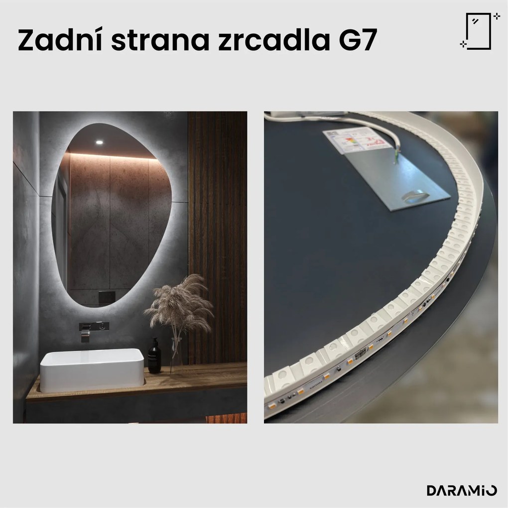 Zrcadlo do koupelny ve tvaru oblázku s LED osvětlením G7